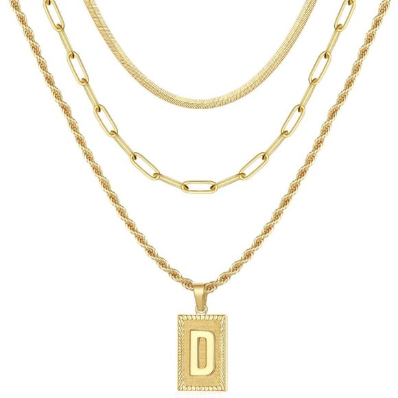 Jewelry | Gold Layered Initial Necklace Set Dainty Minimal Chic Y2k ...